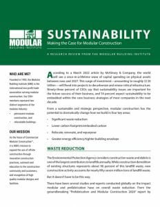 The Sustainability of Modular Construction with MBI